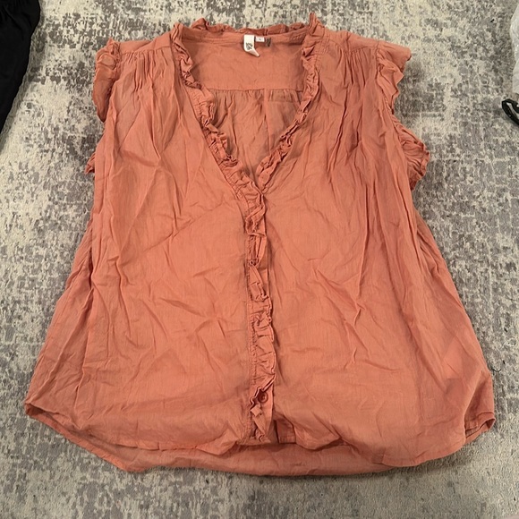 Elan | Tops | Salmon Pink Blouse With Ruffle Detaling | Poshmark